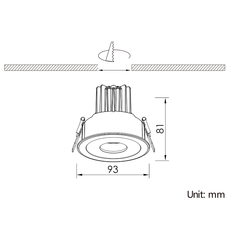 IBSP158CT085H81-PIN—Fixed Pin-Hole IP65 Glass Diffuser Honey Comb ...